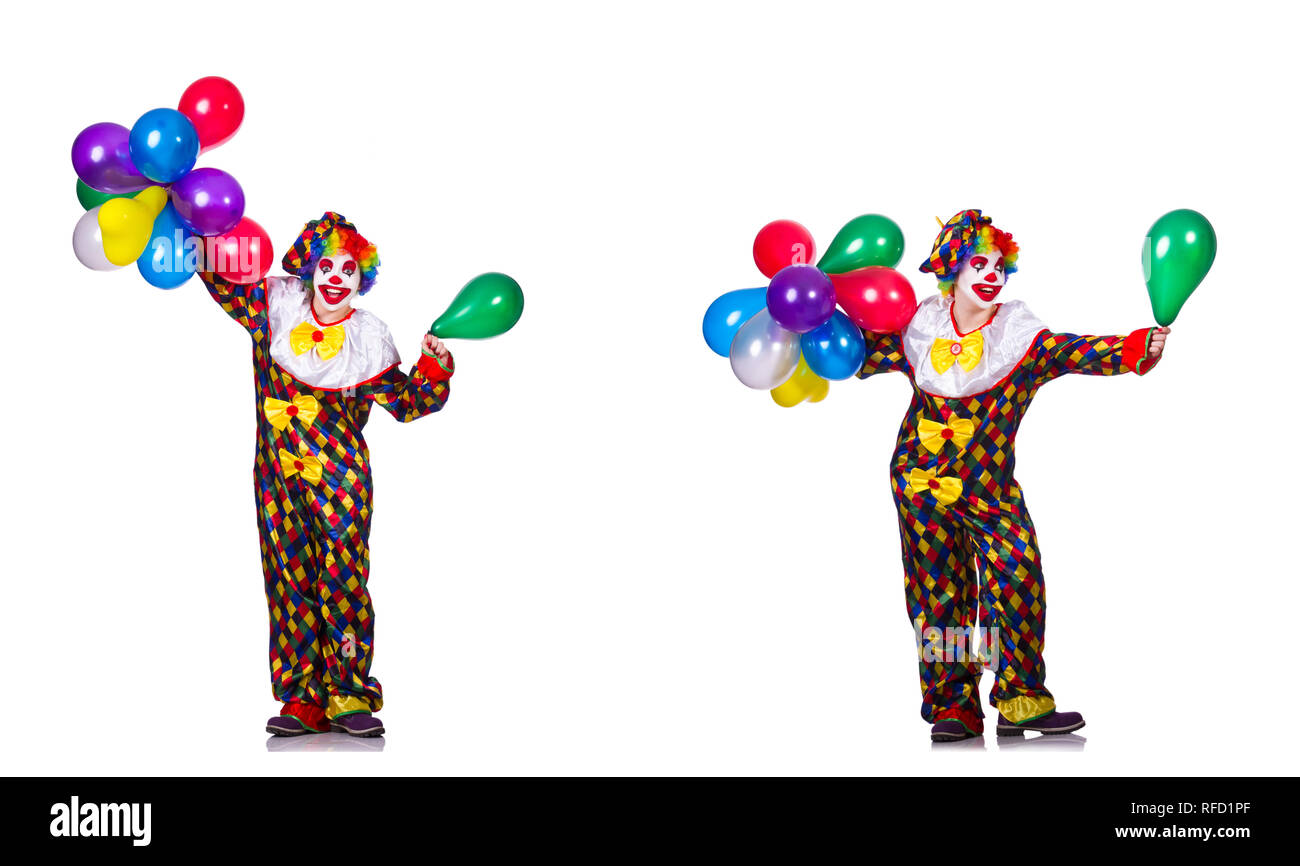 Funny male clown isolated on white Stock Photo - Alamy