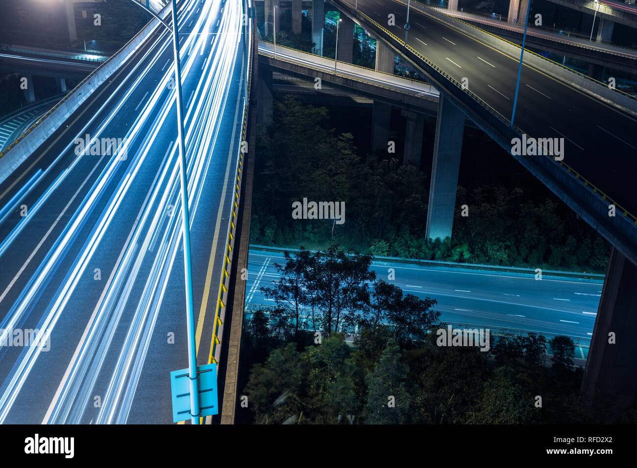 aerial view the overpass at night, shanghai china Stock Photo - Alamy