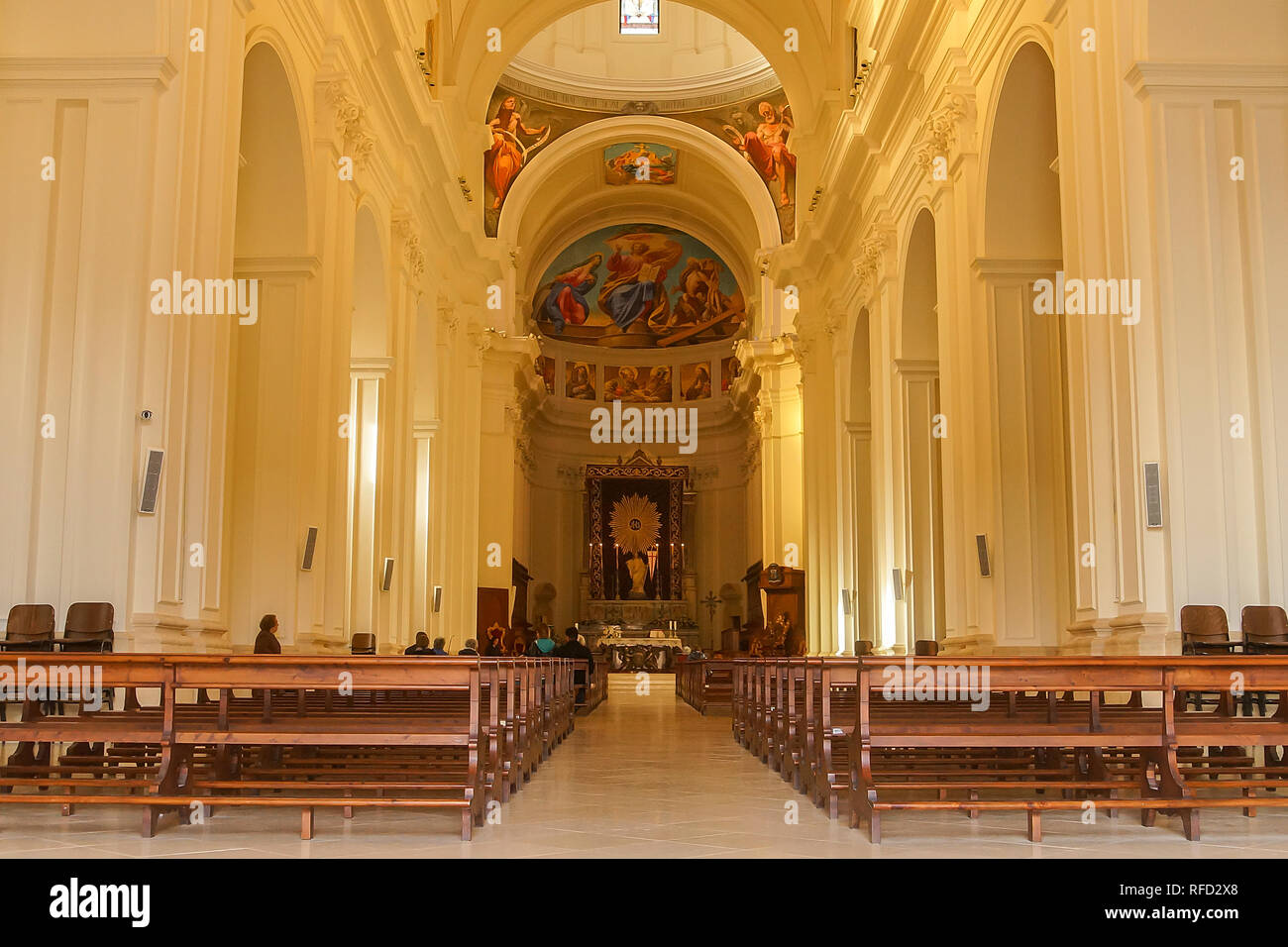 Interior of San Nicola di Mira Cathedral in Noto - Sicily - Italy Stock ...