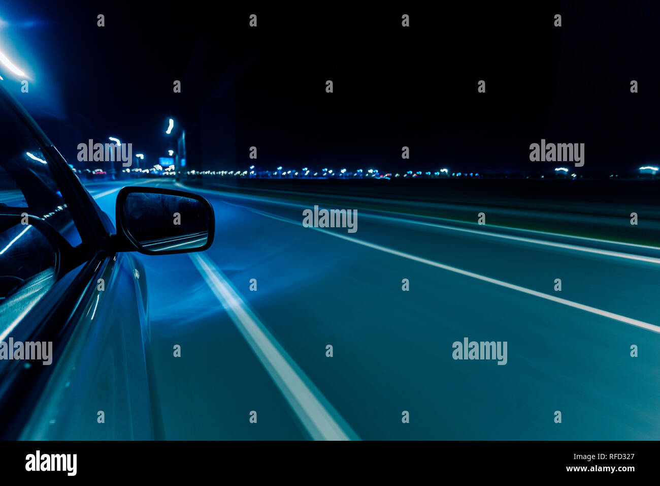 View from Side of Car Going Around Corner, Blurred Motion Stock Photo ...