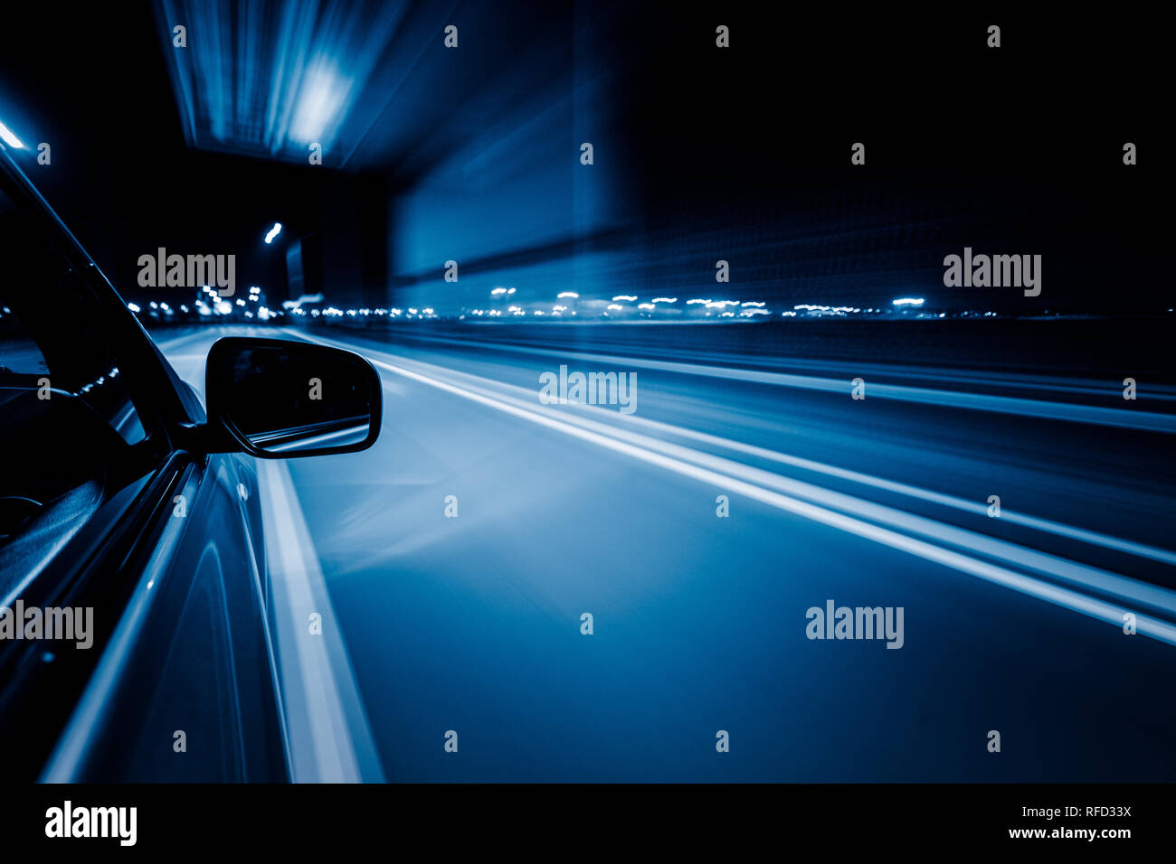 View from Side of Car Going Around Corner, Blurred Motion Stock Photo ...