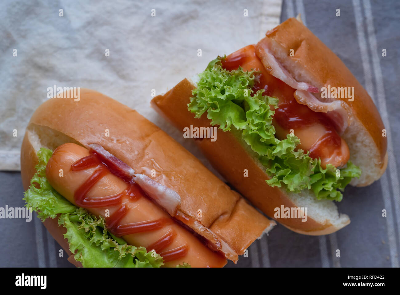 Hot Dog is a great morning meal Stock Photo - Alamy