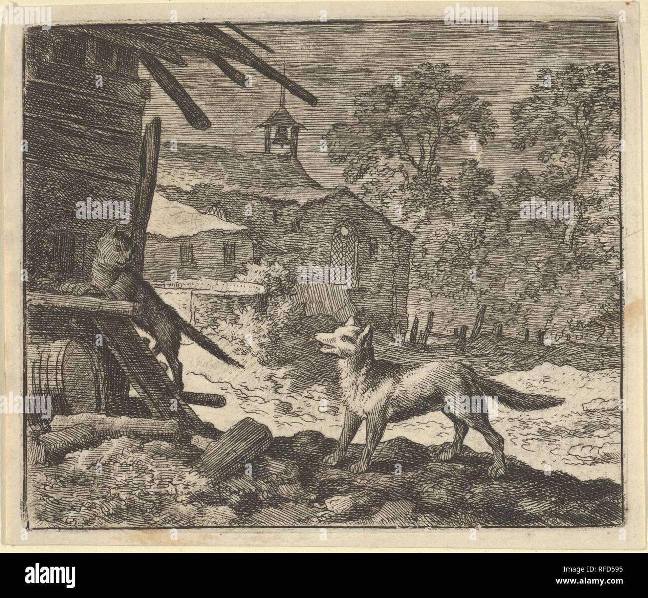 The Cat Climbs a Barn from Hendrick van Alcmar's Renard The Fox. Artist ...