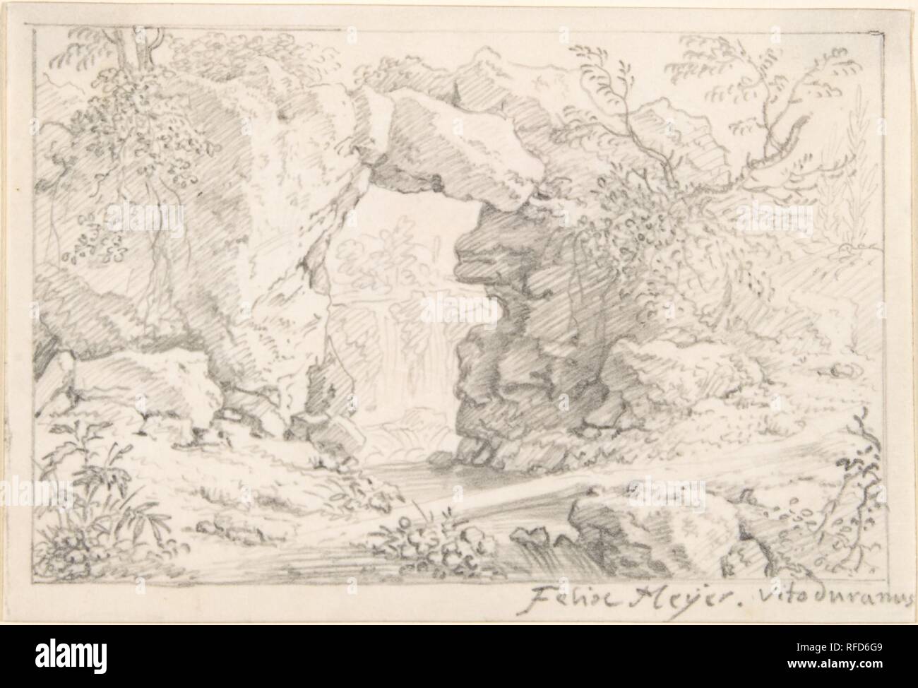 Landscape with a Natural Arch and a Waterfall. Artist: Felix Meyer ...