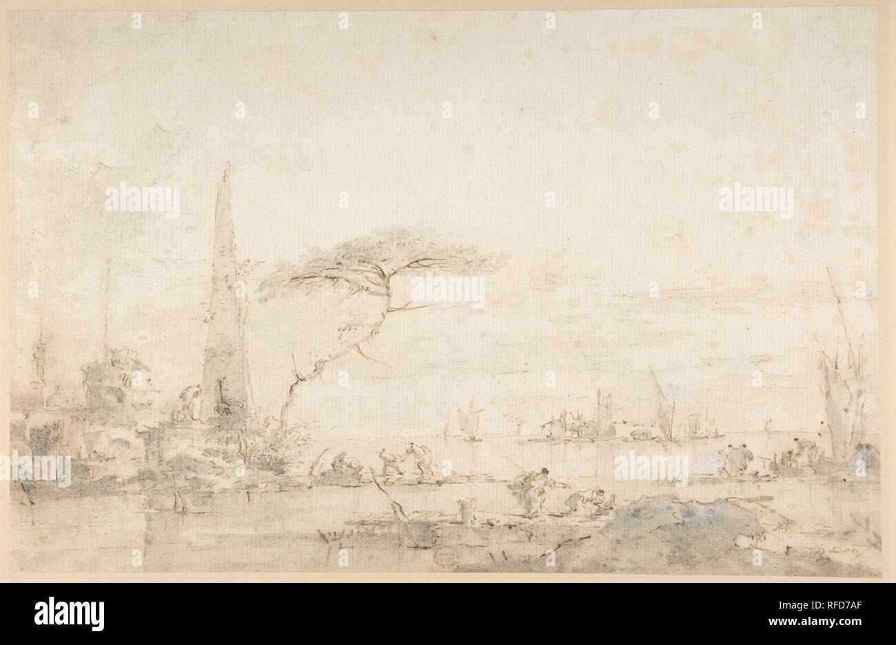 Lagoon Capriccio with an Obelisk. Artist: Francesco Guardi (Italian ...
