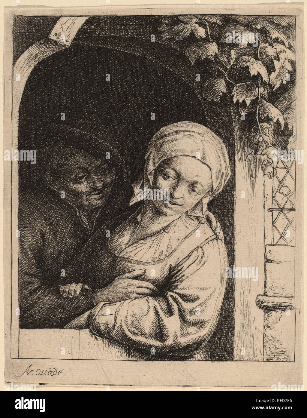 Peasant Couple in a Doorway (Village Romance). Dated: 1667. Medium ...