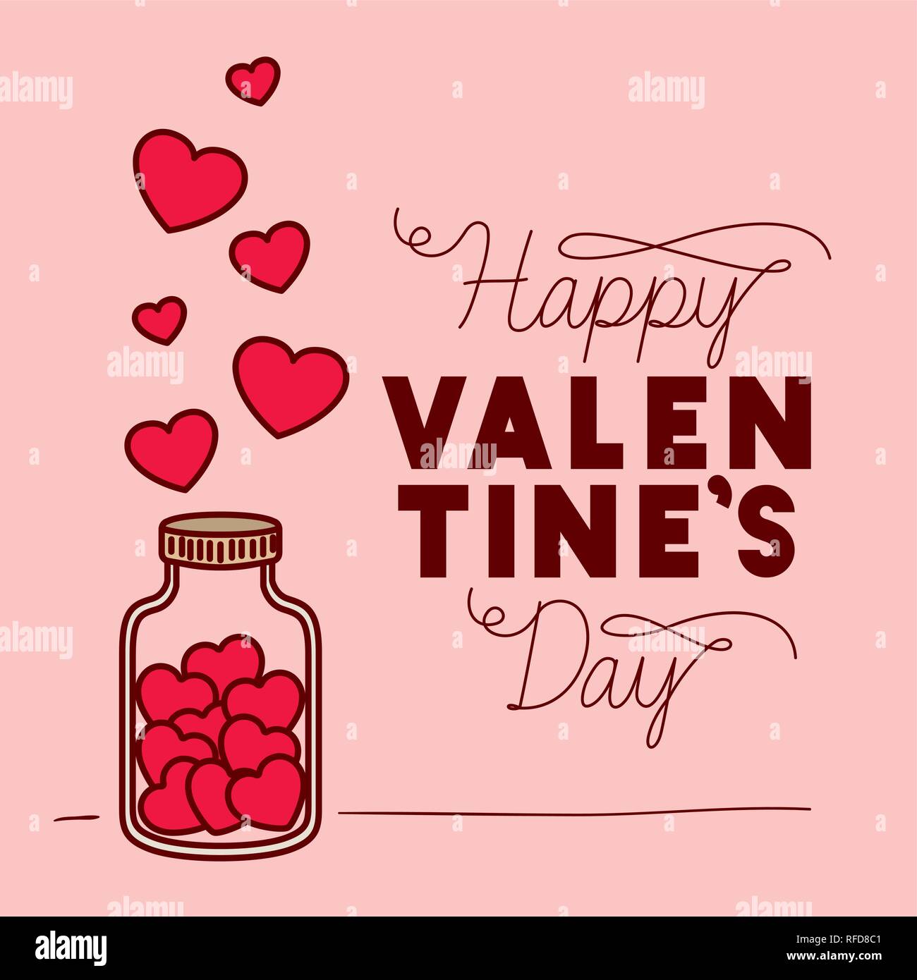 happy valentines day card with mason jar Stock Vector Image & Art - Alamy