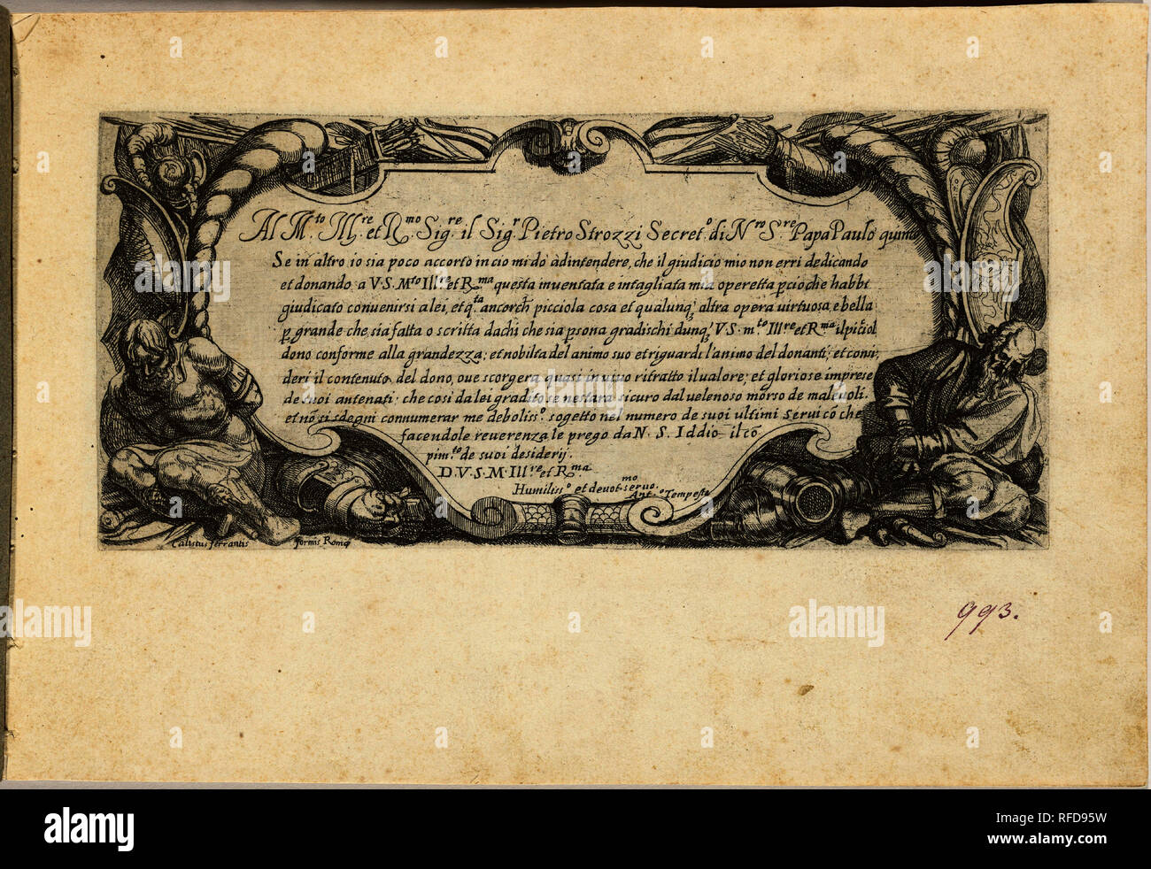 Frontispiece: Dedication to Pietro Strozzi. Medium: etching. Museum ...