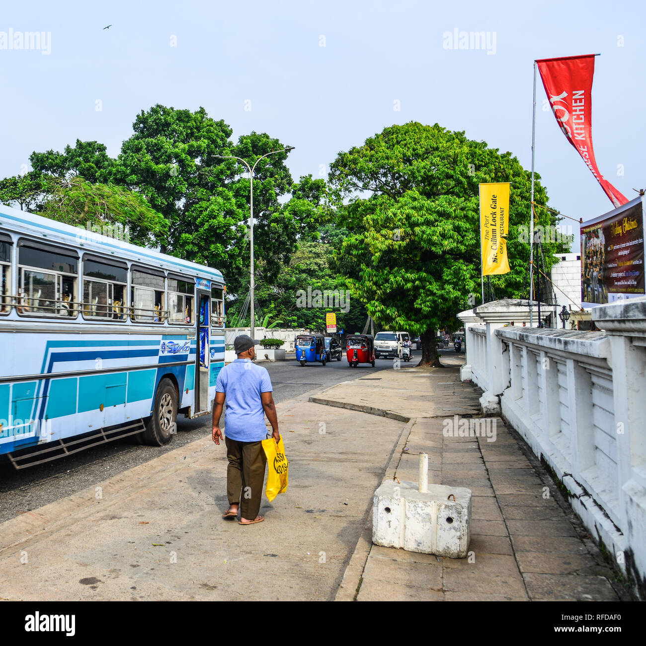 Galle, Sri Lanka - Dec 22, 2018. People walking on street in Galle, Sri ...