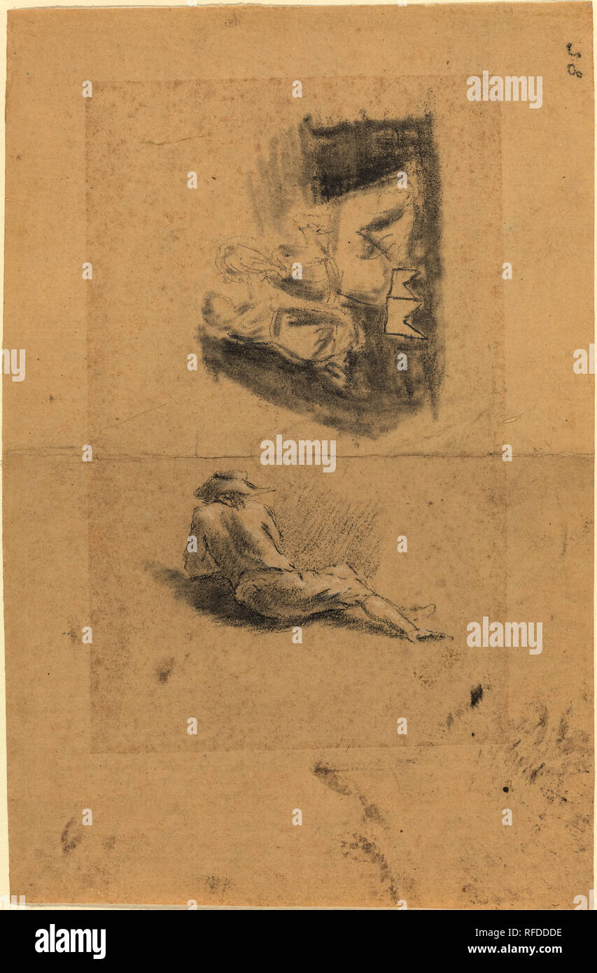 Reclining Man; Two Women. Dimensions: overall (approximate): 27.4 x 17. ...