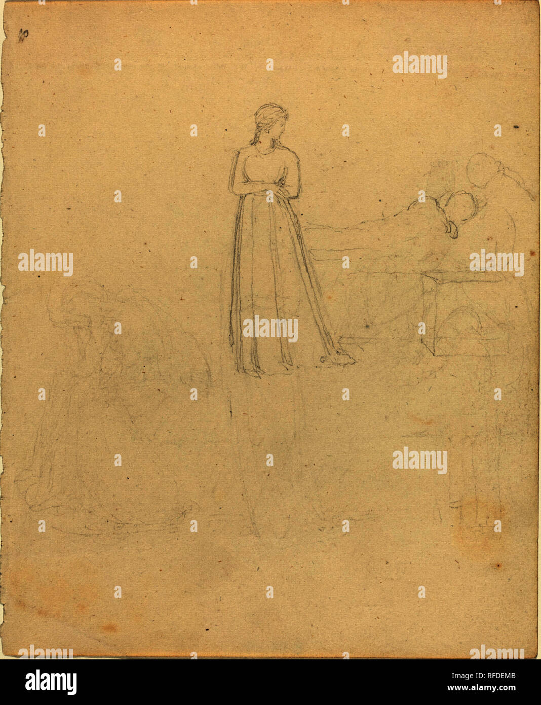 Standing Female Figure Looking at Reclining and Seated Figures ...
