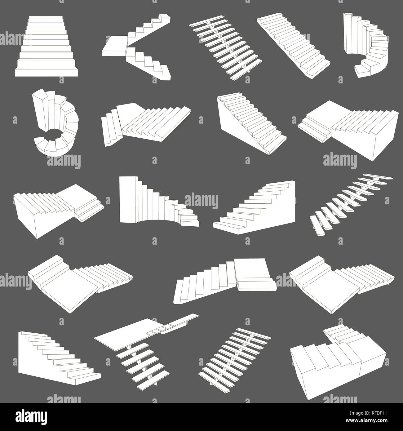 Set with different types of stairs. Vector illustration Stock Vector ...