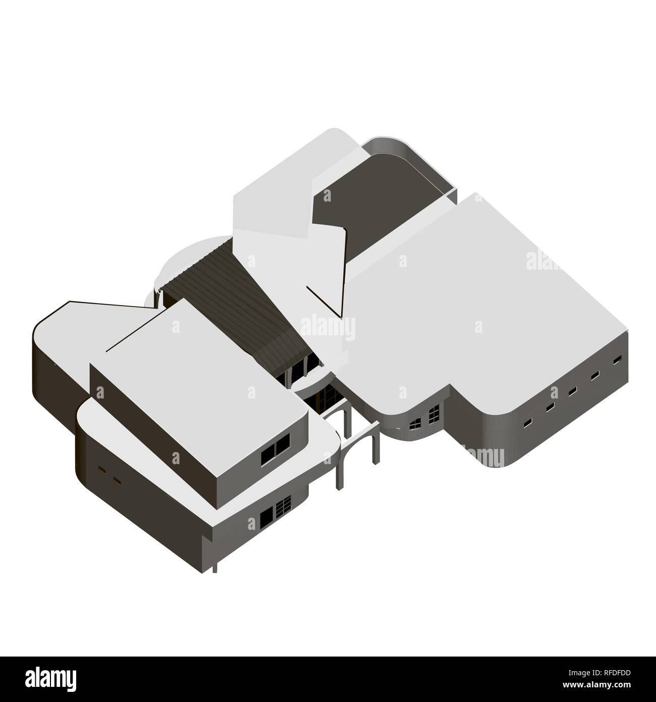 Isometric building. Private cottage in 3D. Vector illustration Stock ...