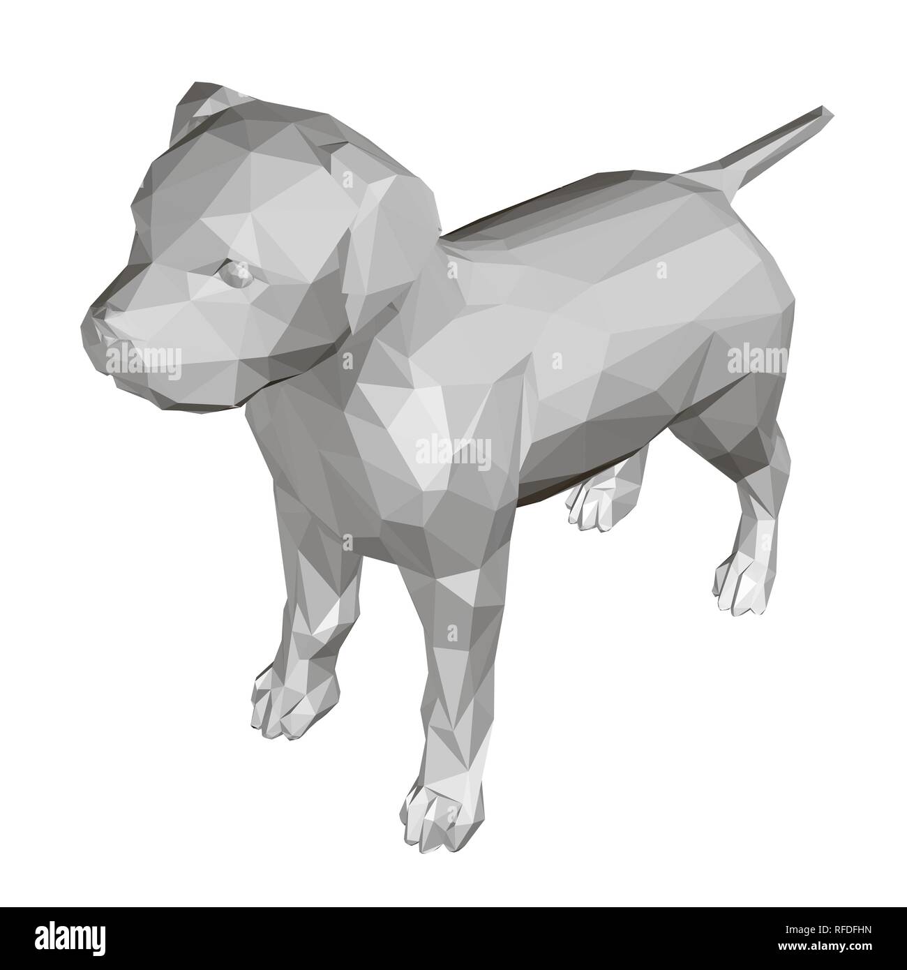3D polygonal dog. Type of isomerism. Geometric figure of a dog. Bull ...