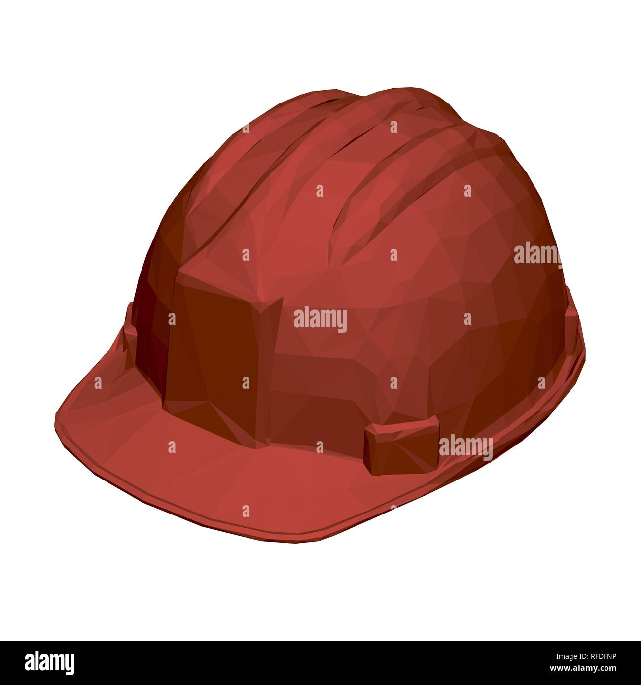 Red protective helmet. Polygonal construction helmet in 3D. Isometric ...