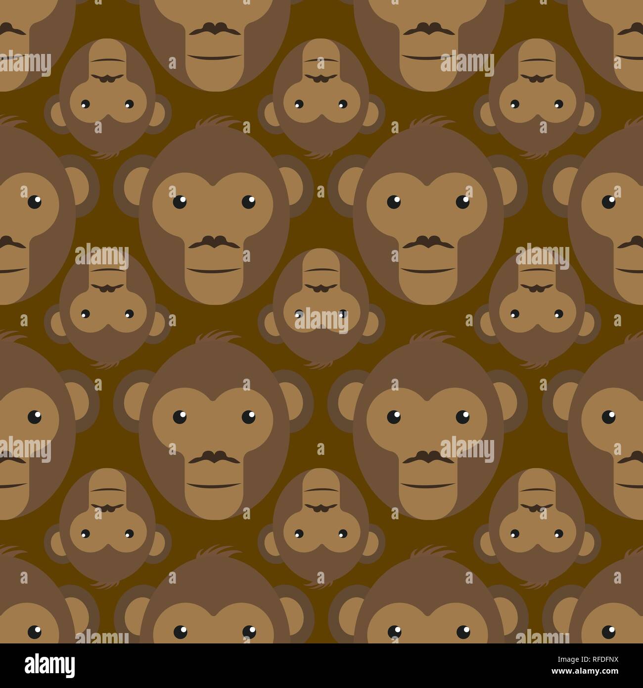 Seamless texture with monkey heads. Flat style. Vector illustration ...