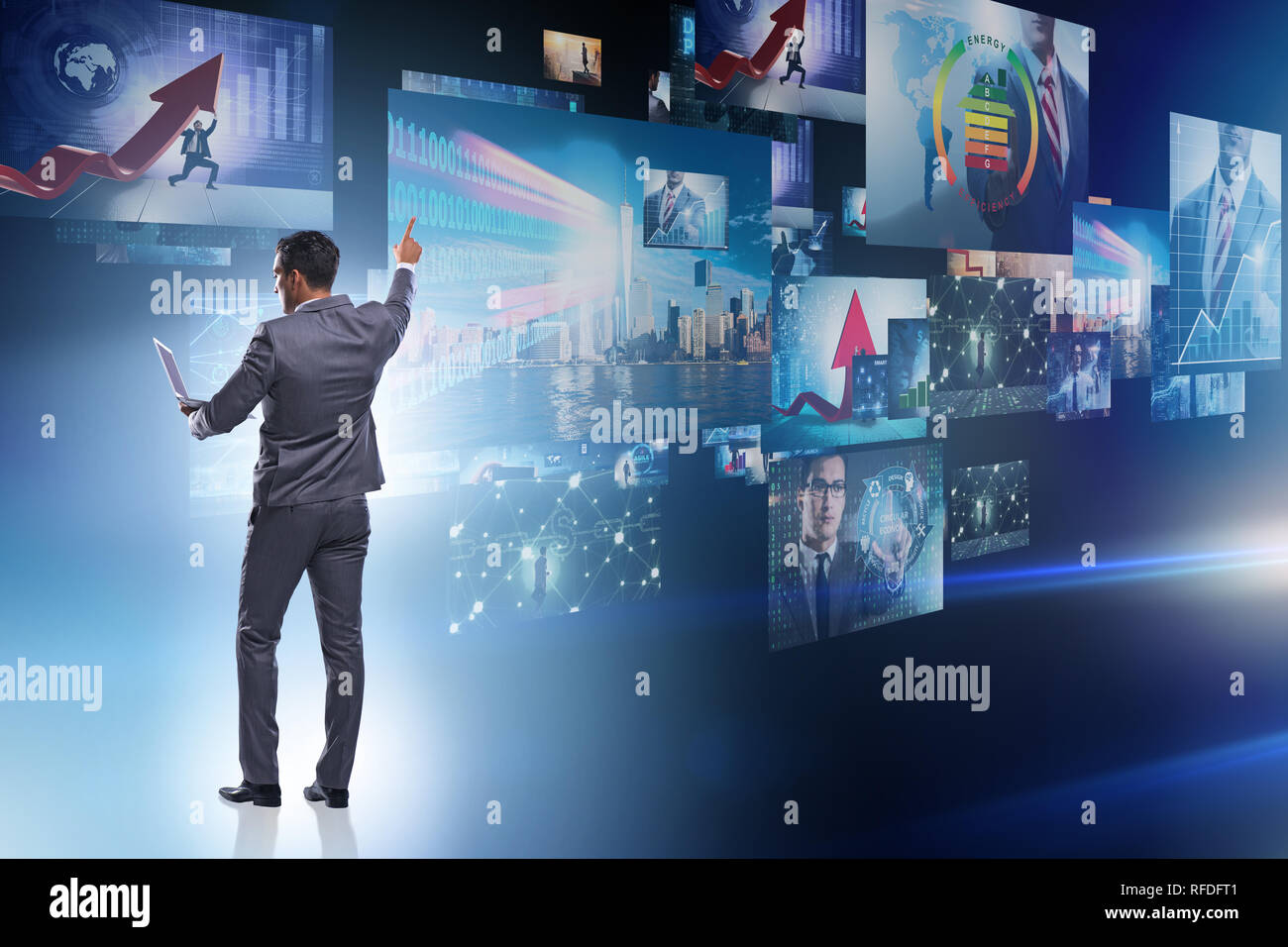 Collage of photos with businessman Stock Photo - Alamy