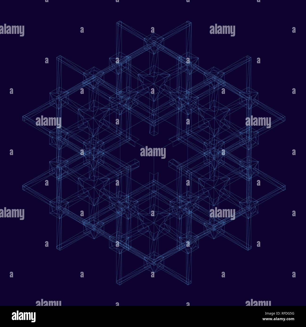 Abstract background with many rectangles forming a complex shape. Dark ...