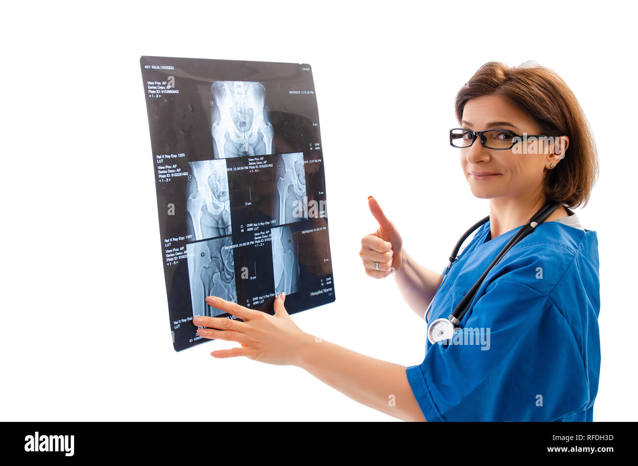 Female doctor radiologist isolated on white Stock Photo - Alamy