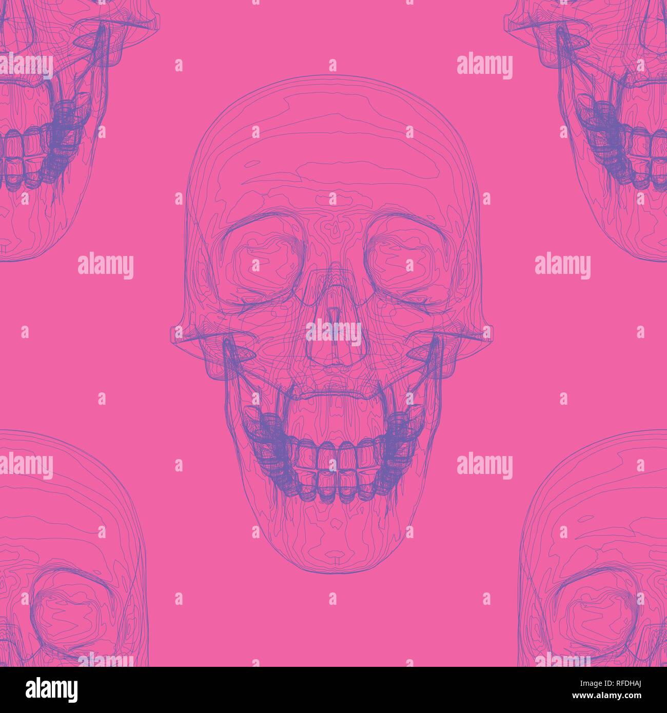 Seamless texture with skulls. Decorative human skull consisting of ...