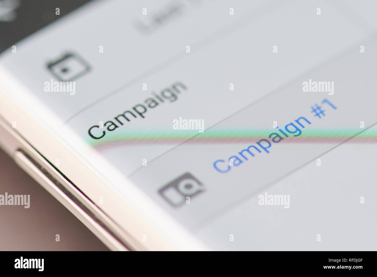 New york, USA - january 24, 2019: Creating facebook ad campaign menu on ...