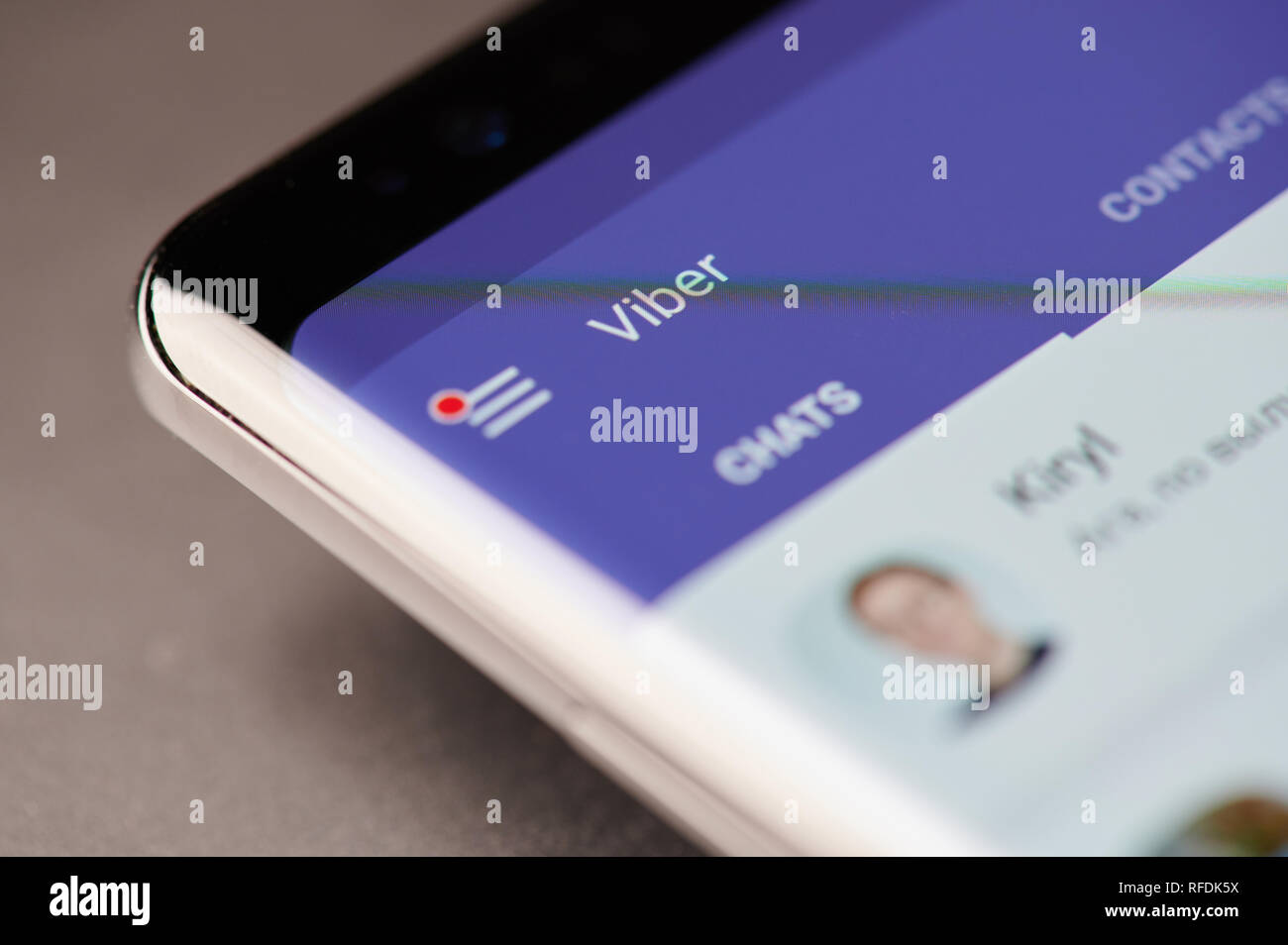 New york, USA - january 24, 2019: Viber messenger chat menu on device ...