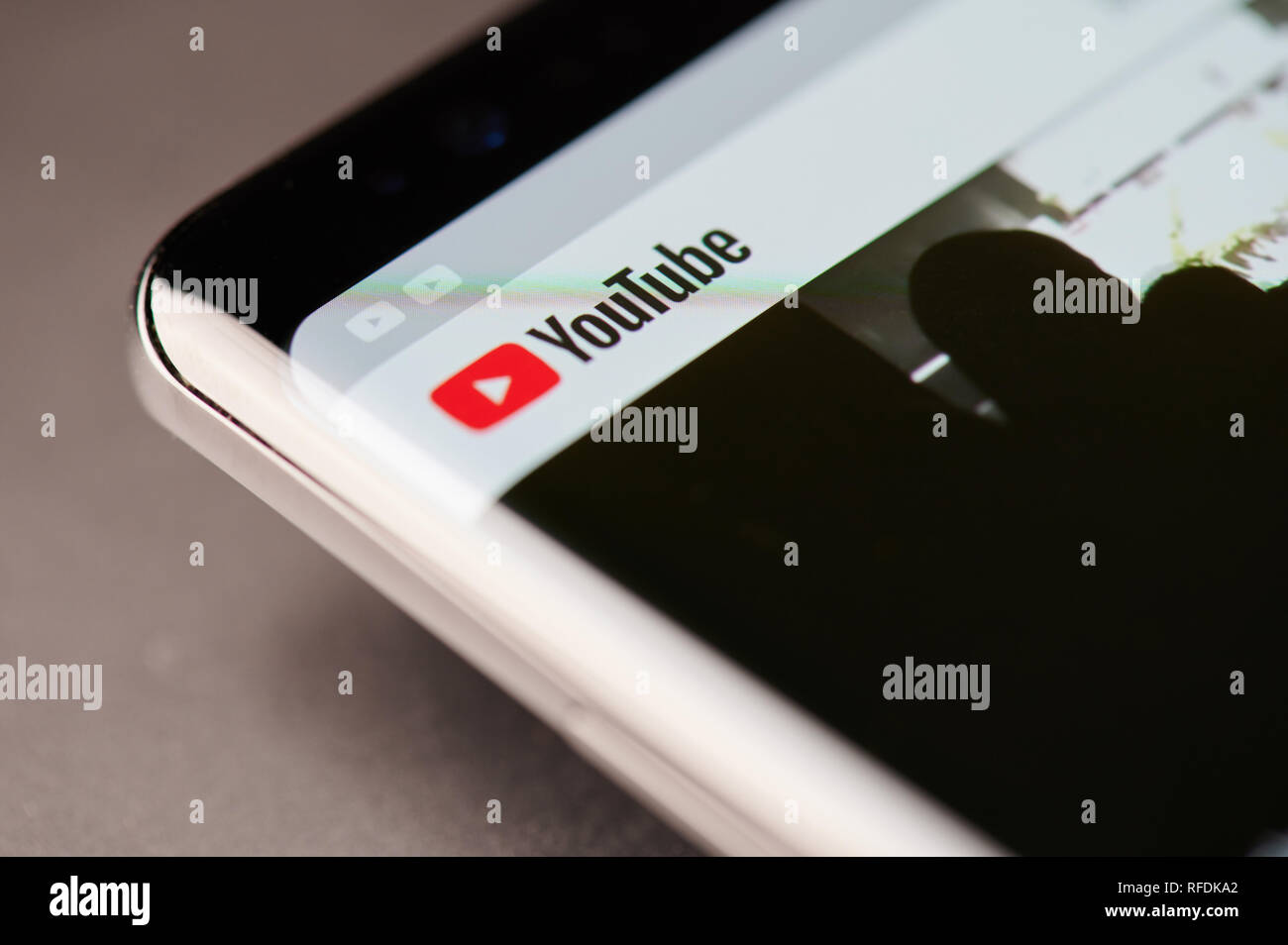 New york, USA - january 24, 2019: Youtube video service menu on device ...