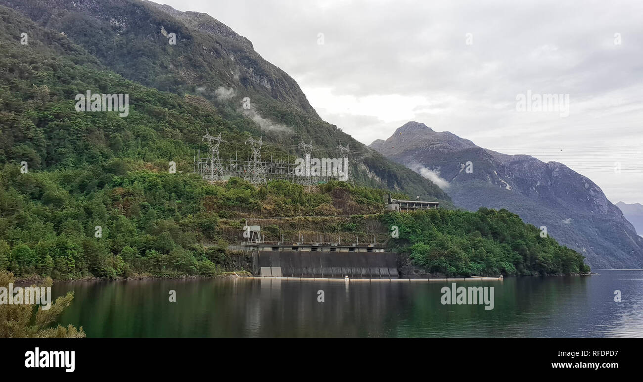 Manapouri Hydro Power Station at Manapouri Lake, New Zealand, South ...