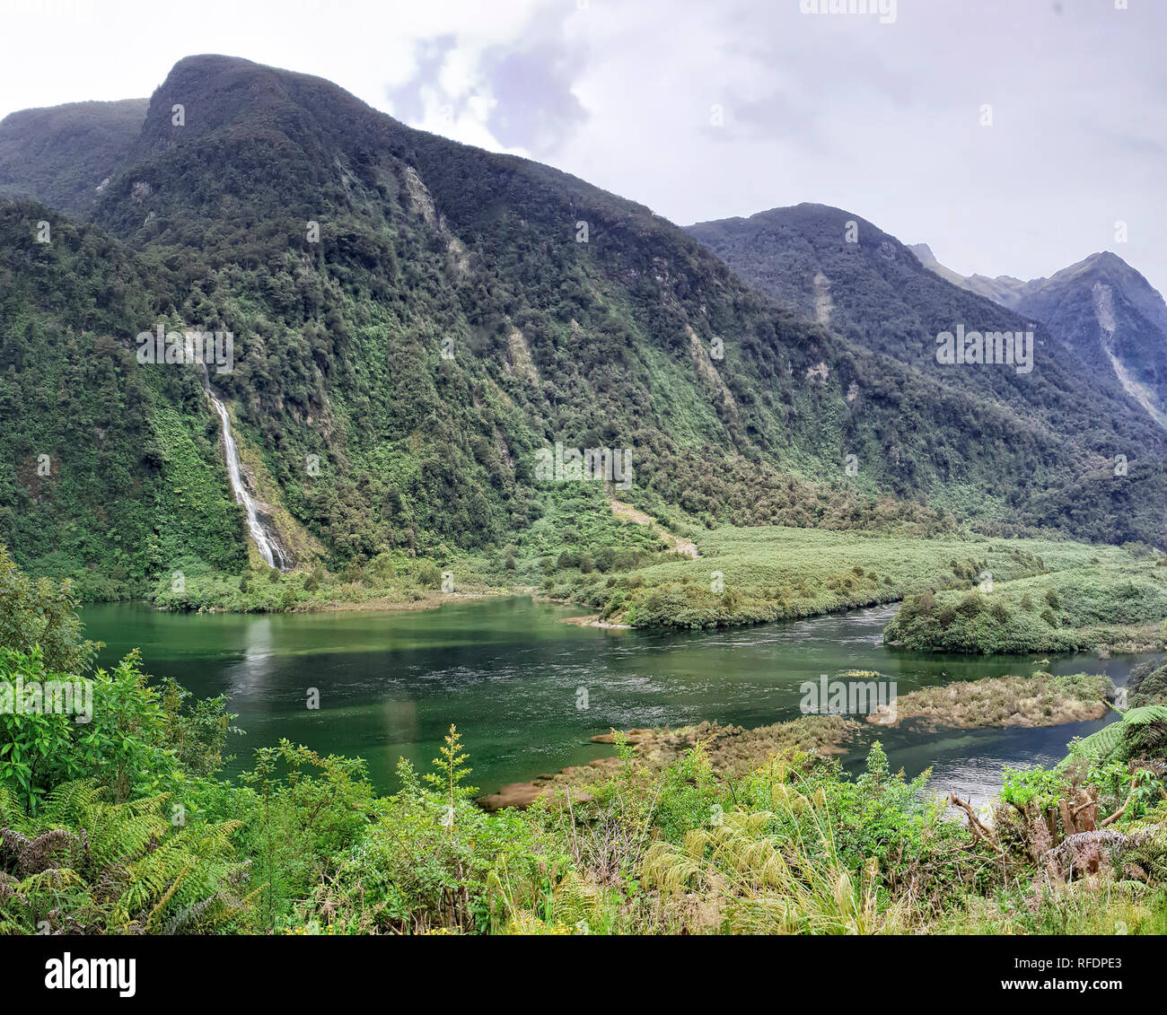 Doubtful Sound Waterfall, New Zealand, South Island, NZ Stock Photo - Alamy
