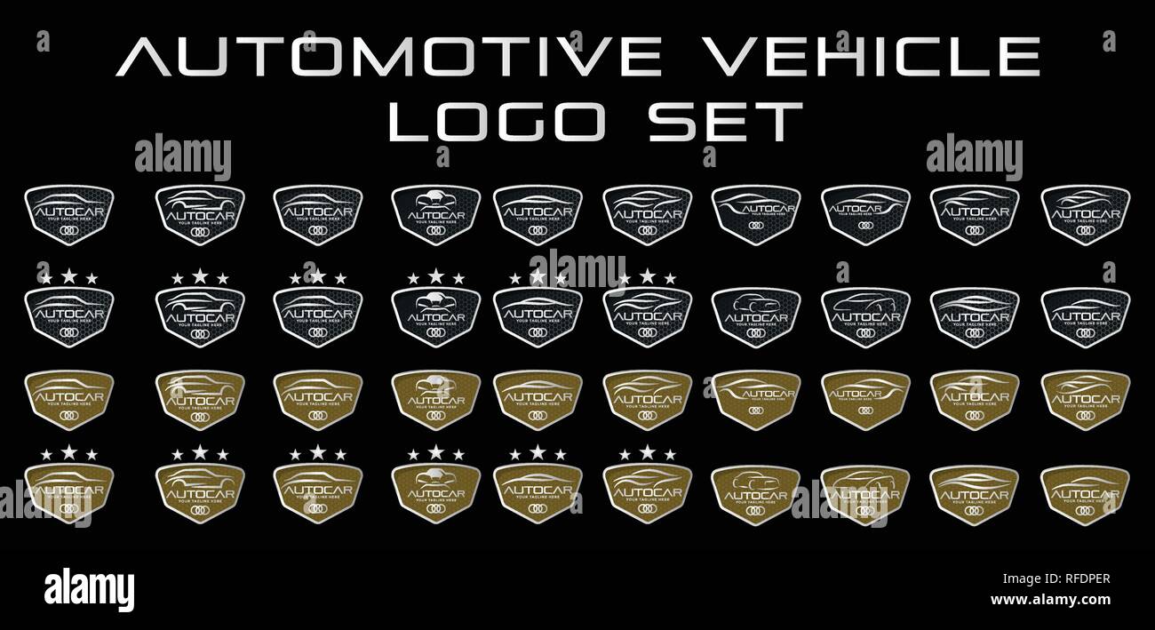 Car automotive logo SET in simple line graphic design template vector ...