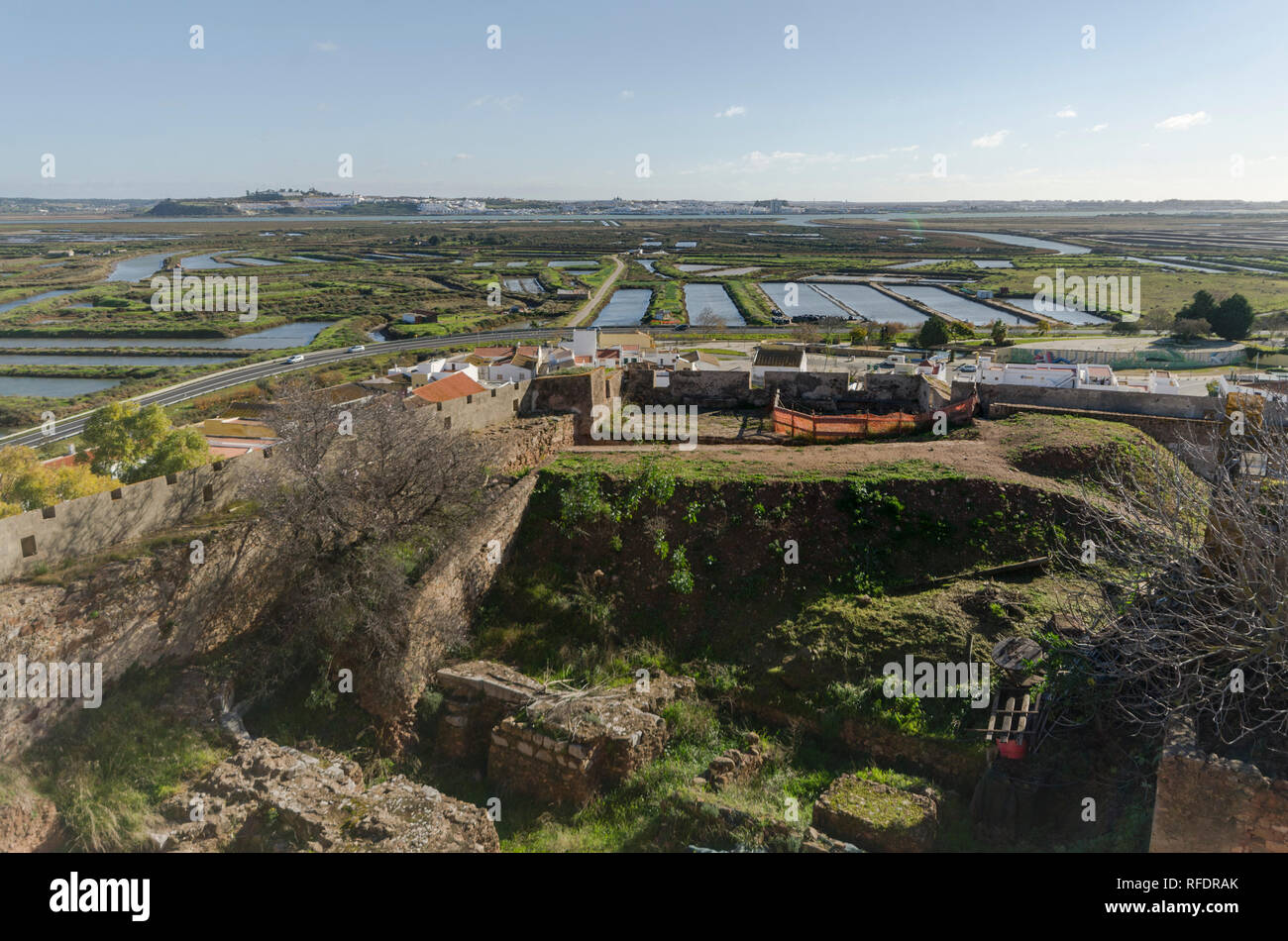 Castro Marim, Portugal, Saltpans of Castro Marim from medieval castle ...