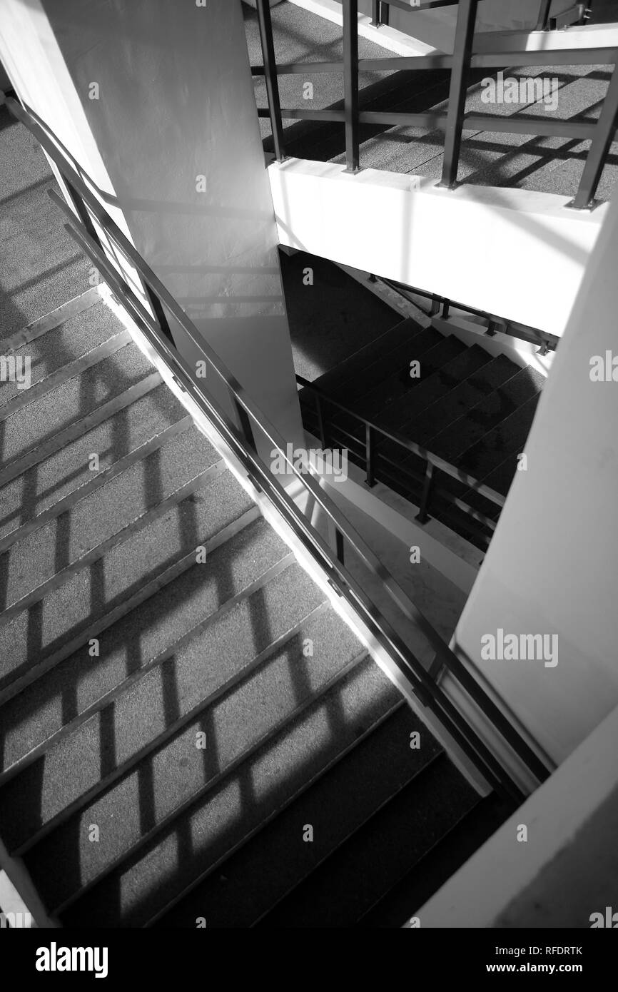 The staircase is photographed from above. Architectural abstraction ...
