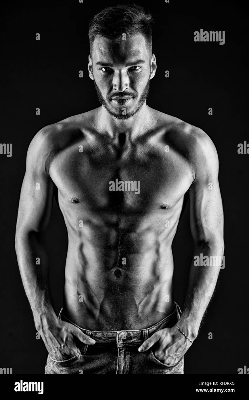 Healthy concept. Healthy man. Sportsman with healthy body. Healthy and ...