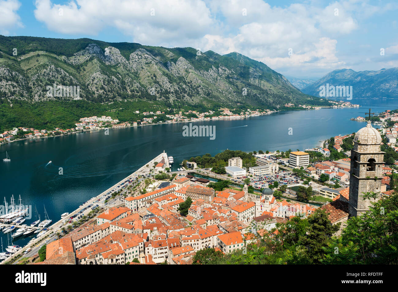 Aerial view of Kotor Old Town, Unesco World Heritage Site, Kotor ...