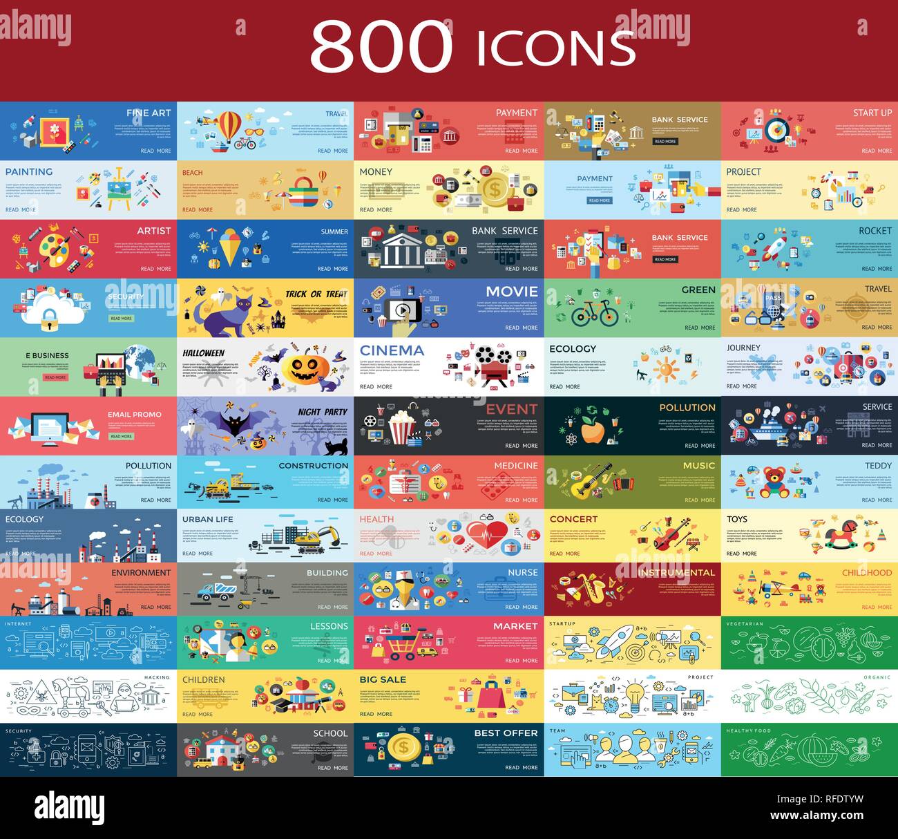 Digital vector 800 color icons set collection flat style Stock Vector ...