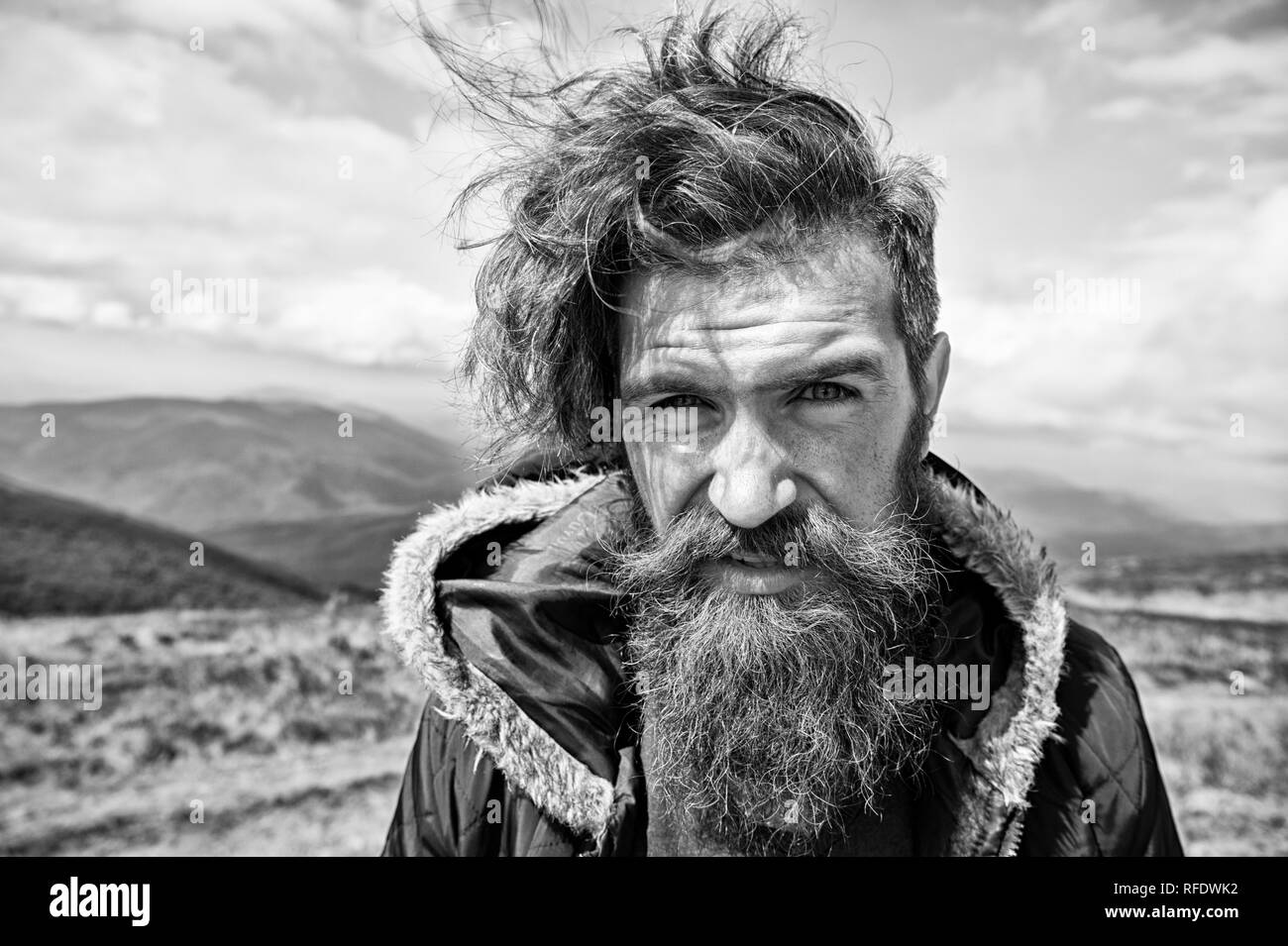 Unshaven mountain man Black and White Stock Photos & Images - Alamy