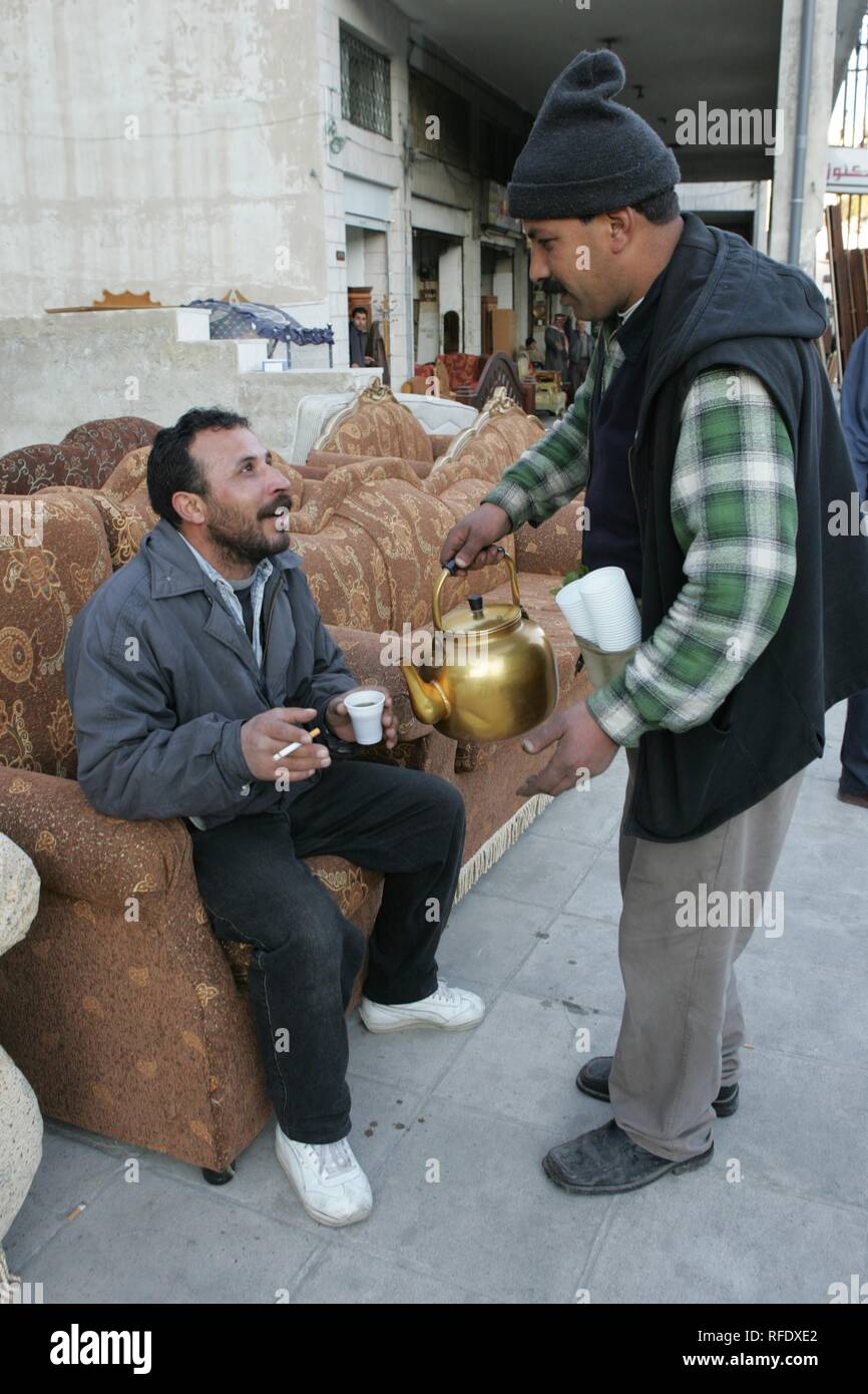 Mobile tea seller, Old town, Downtown, bazar area, Quraysh Street ...