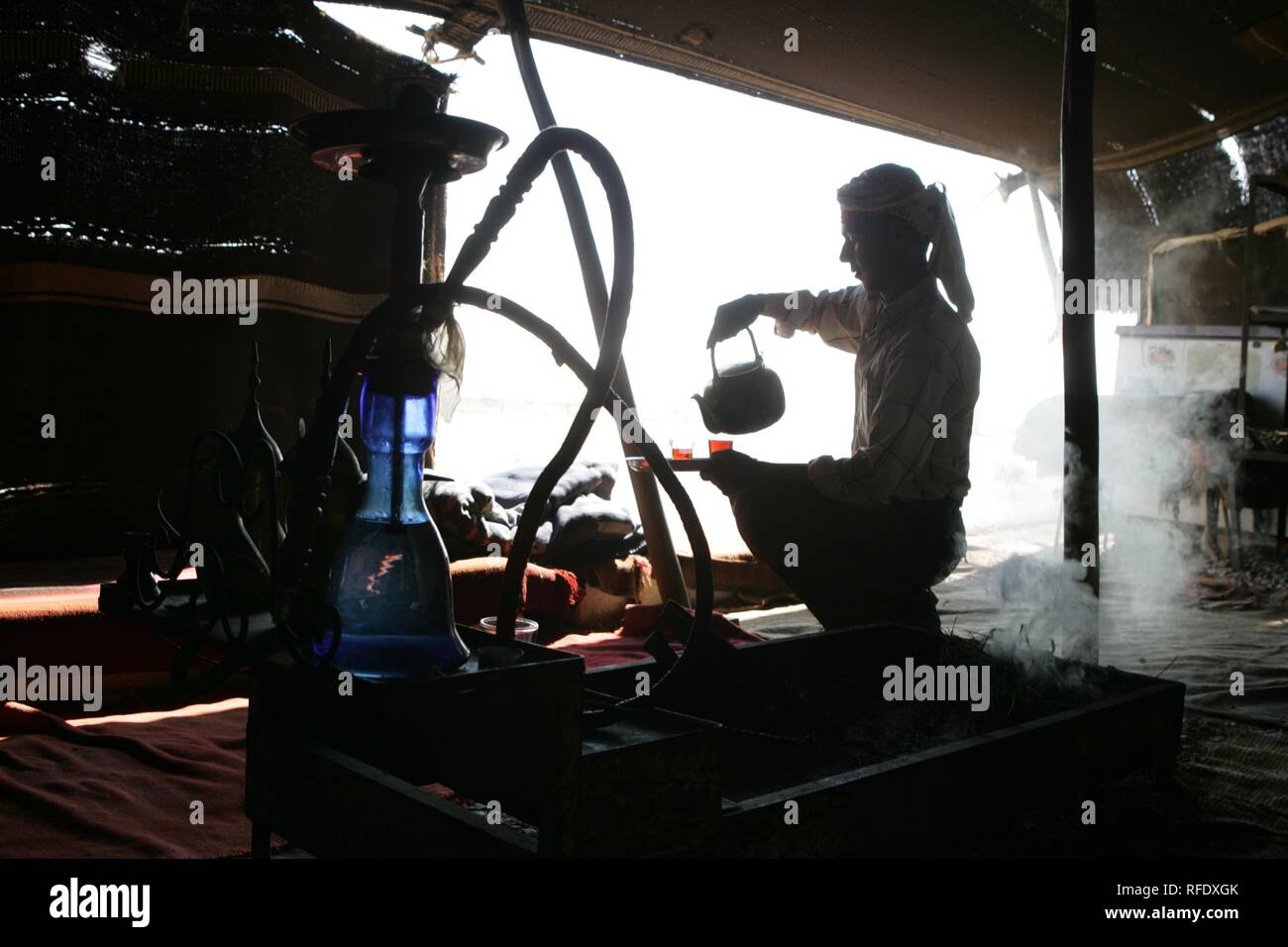 JOR, Jordan : Traditonal way of making turkish coffee and tea, in a ...