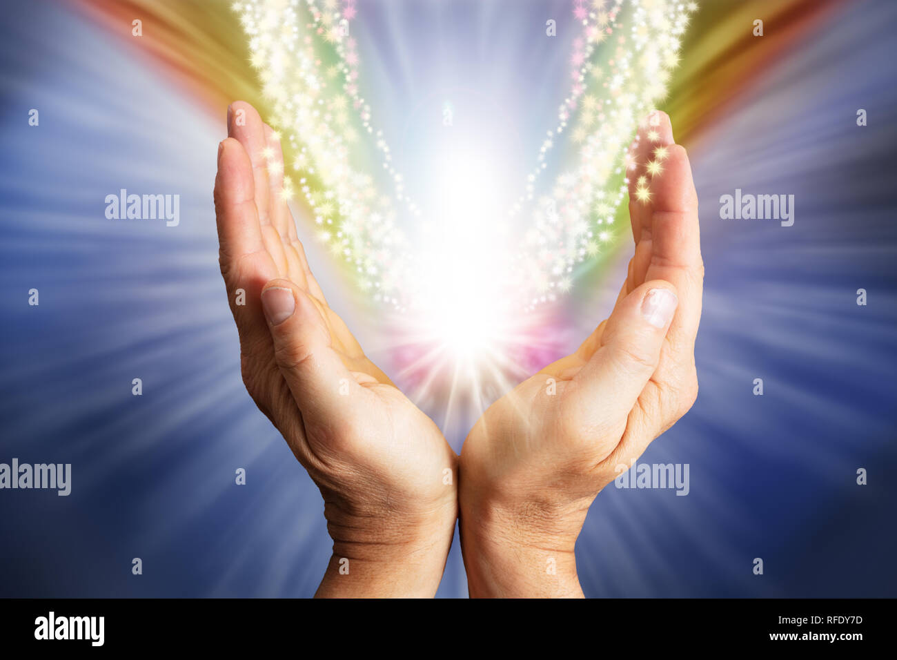 Hand holding light blue color hi-res stock photography and images - Alamy