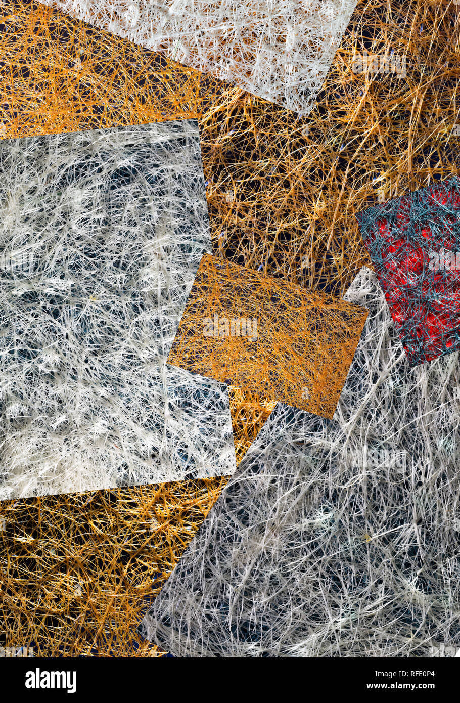 Abstract collage of images with multicolored threads Stock Photo - Alamy