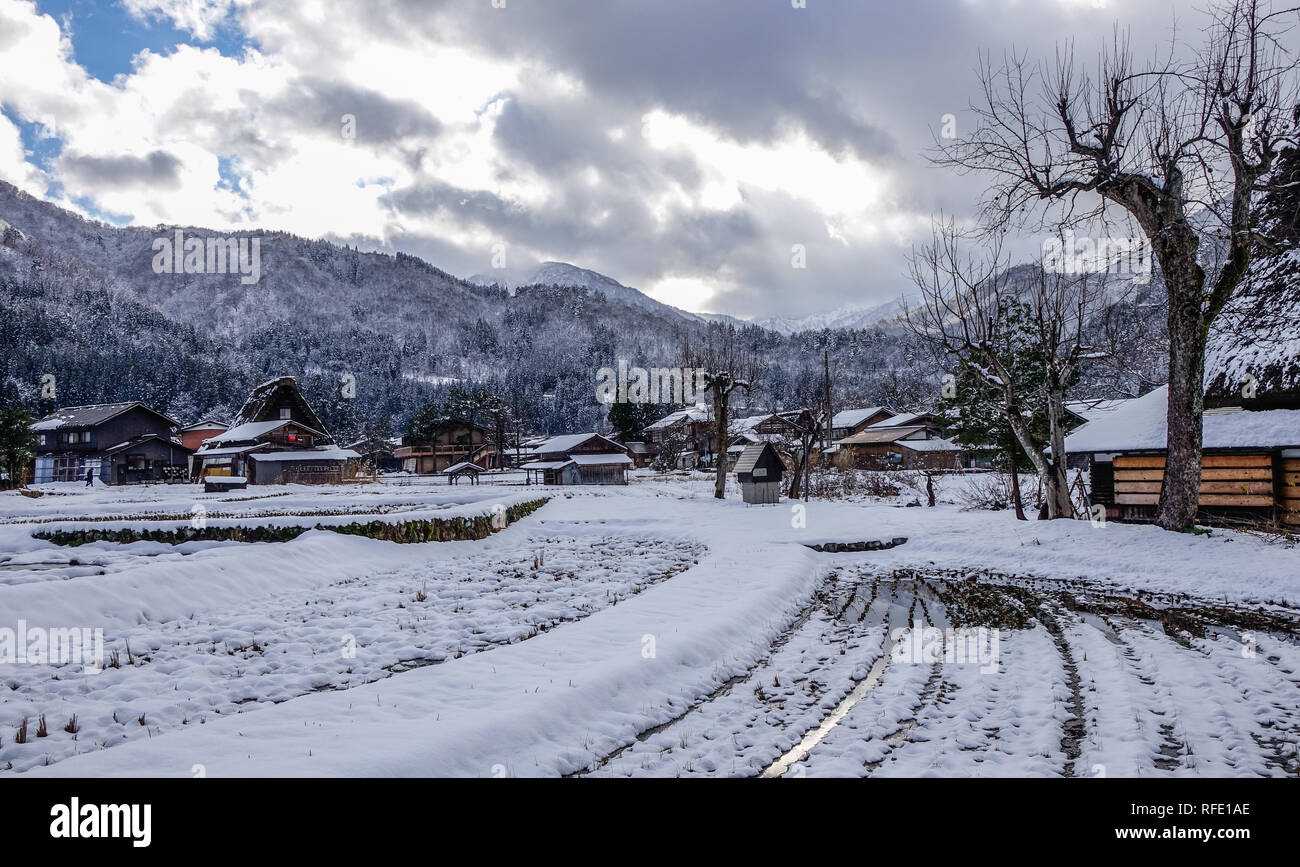 Historic Village of Shirakawago at winter in Gifu, Japan. Shirakawago ...