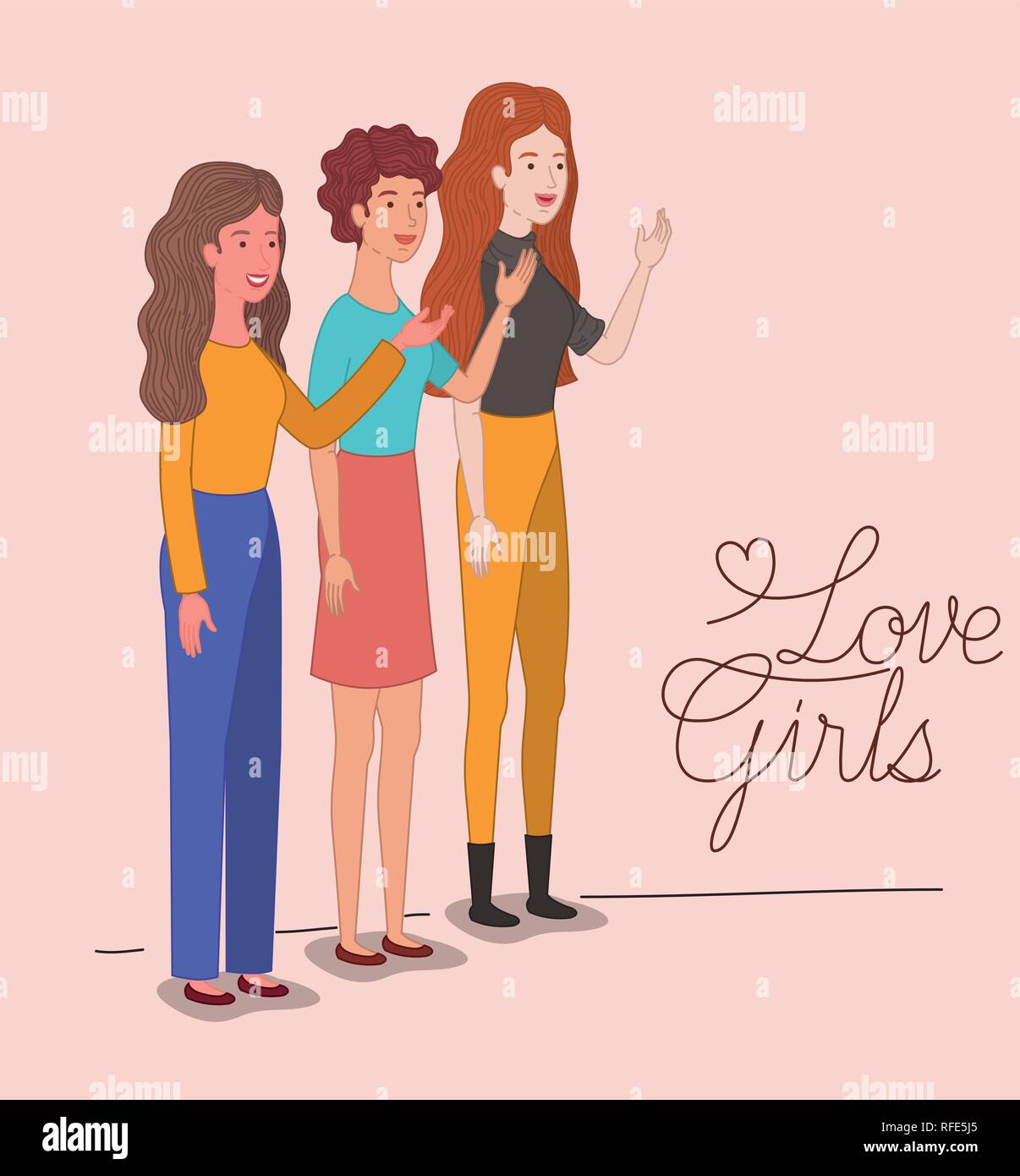 group of women characters with feminist message Stock Vector Image ...