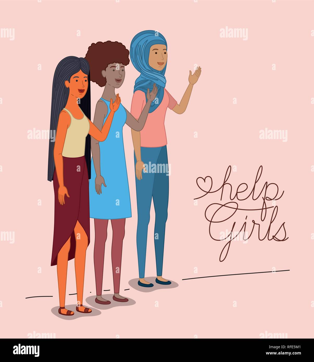 group of women characters with feminist message Stock Vector Image ...
