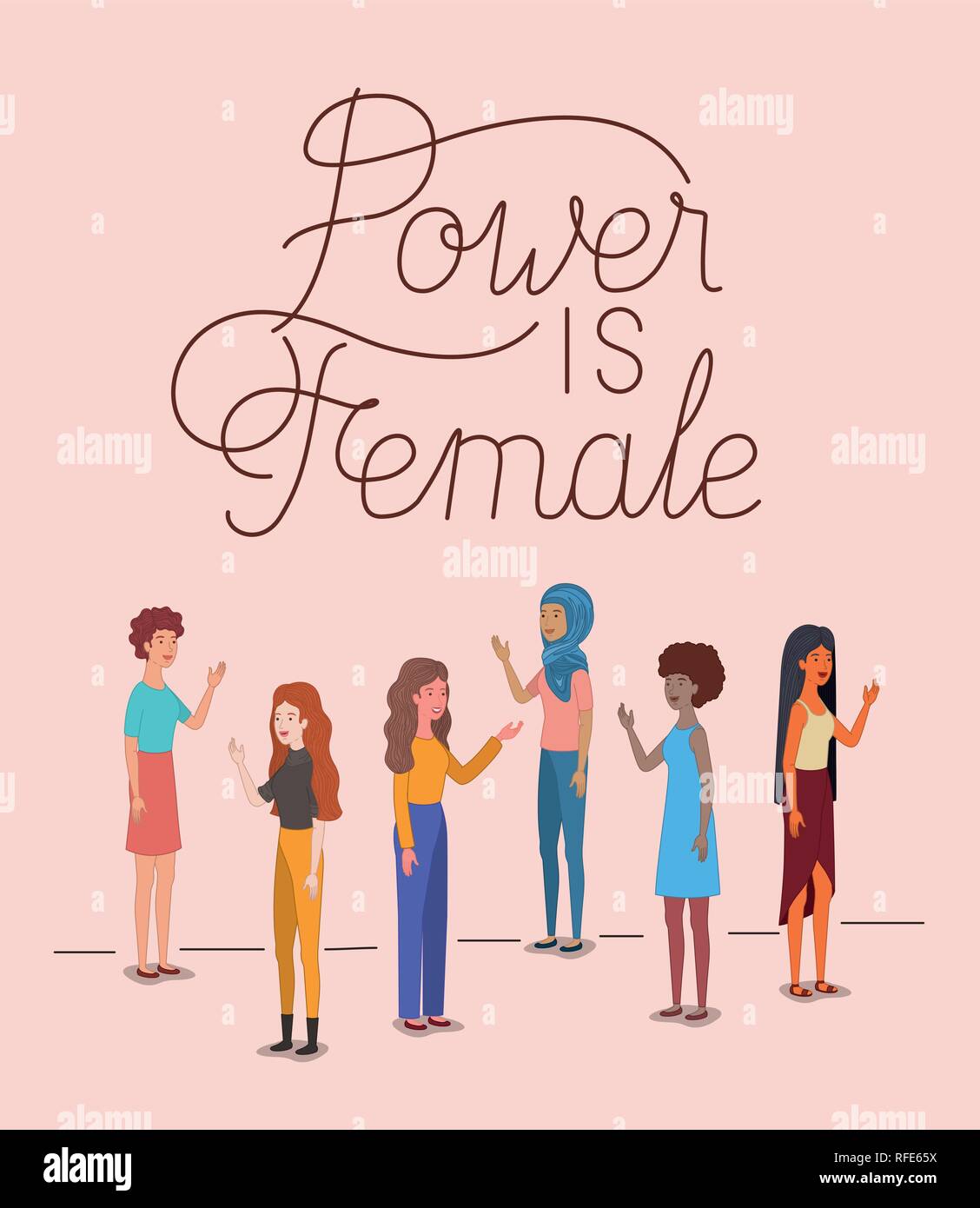 group of women characters with feminist message Stock Vector Image ...