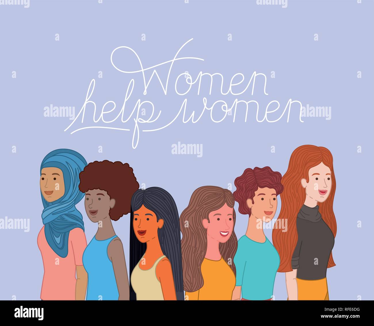 group of women characters with feminist message Stock Vector Image ...