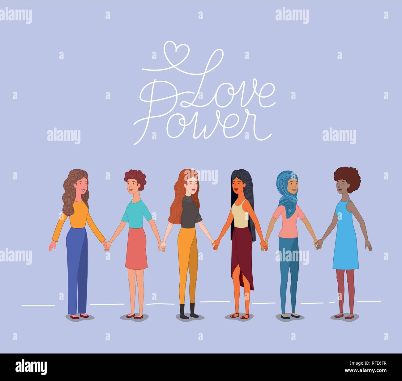 group of women characters with feminist message Stock Vector Image ...