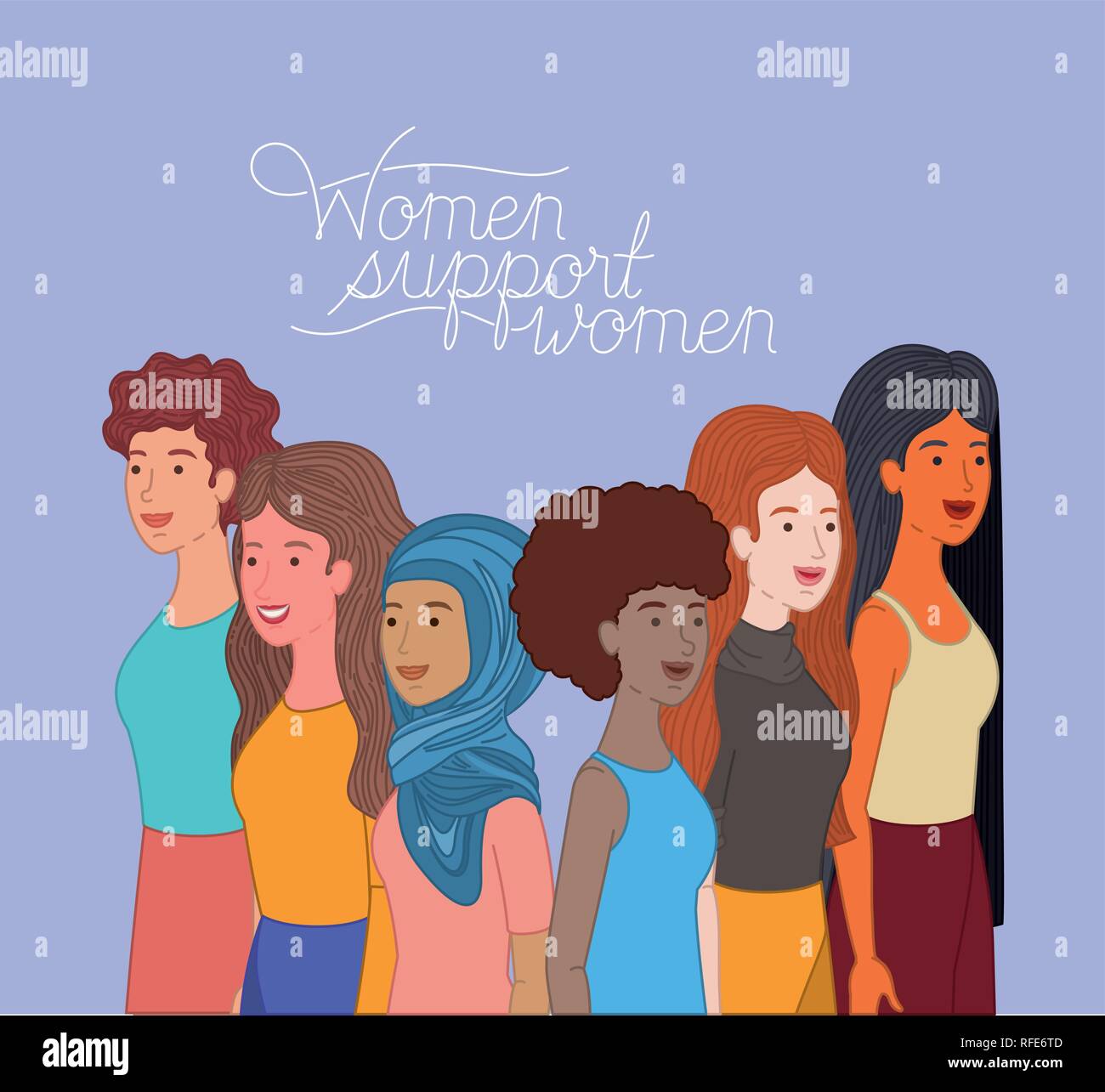 group of women characters with feminist message Stock Vector Image ...