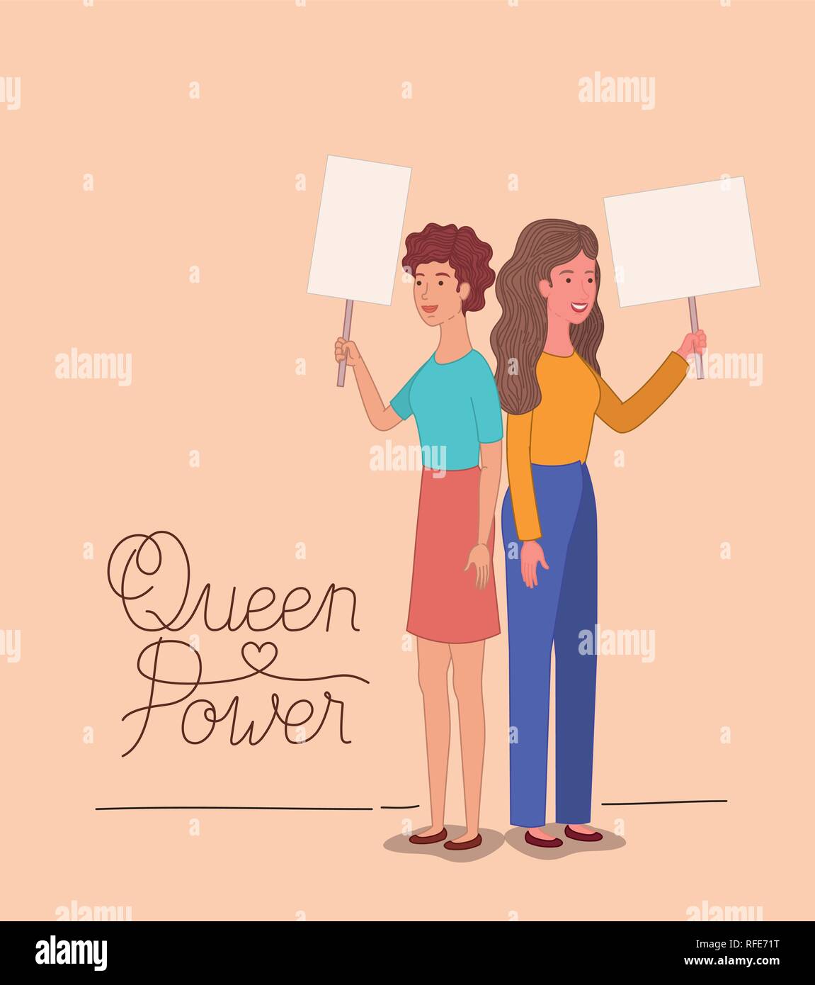 group of women characters with feminist message Stock Vector Image ...