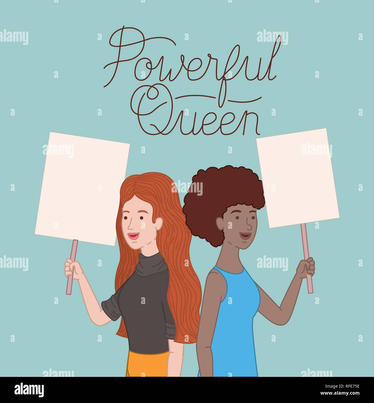 group of women characters with feminist message Stock Vector Image ...