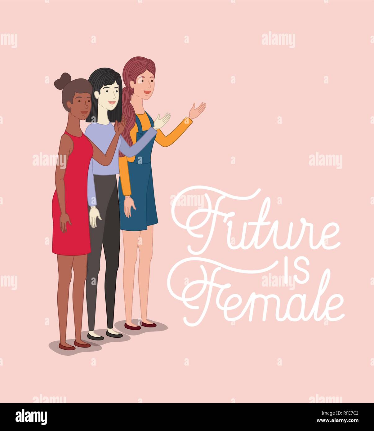 group of women characters with feminist message Stock Vector Image ...
